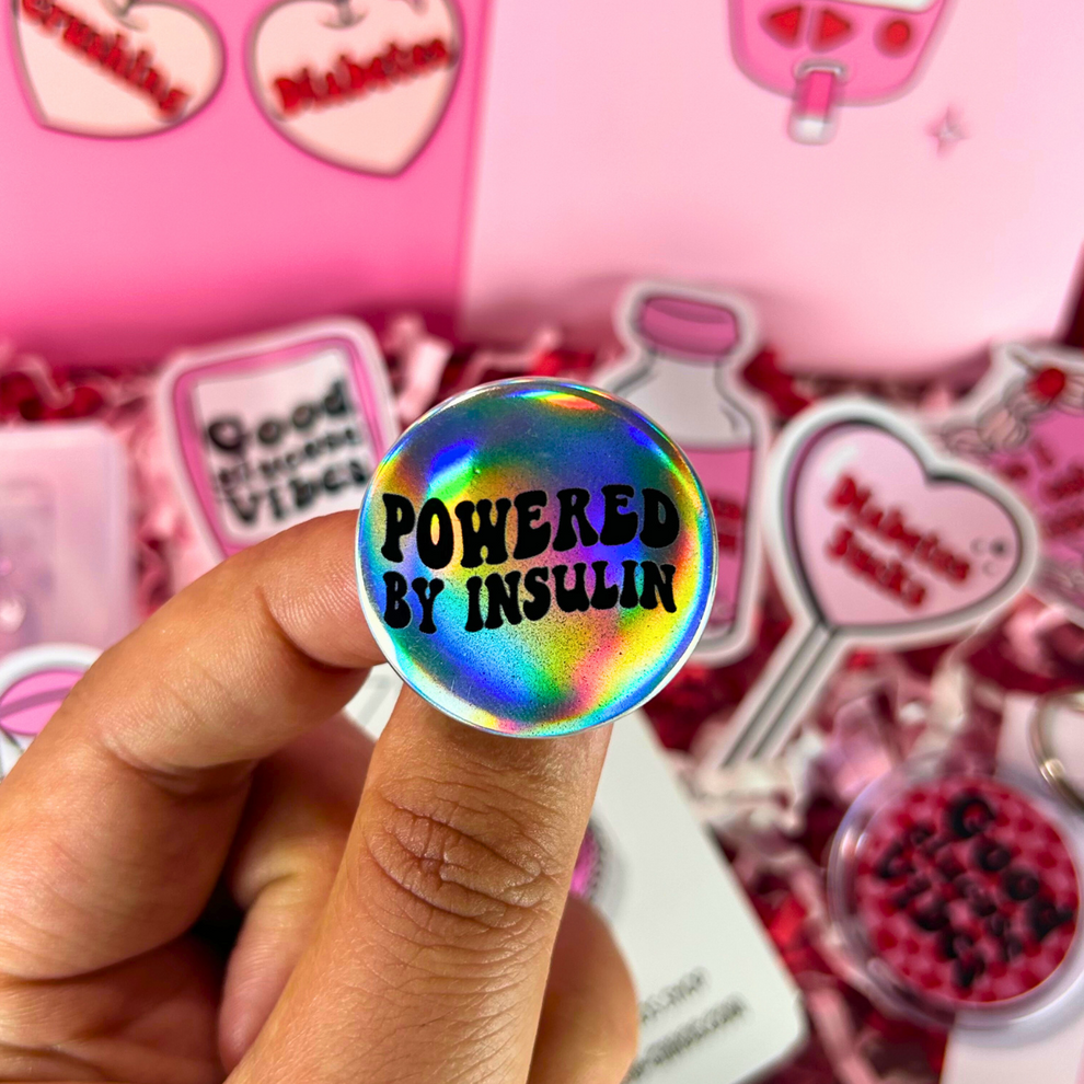 Powered By Insulin Diabetic Button Badge – Organising Chaos